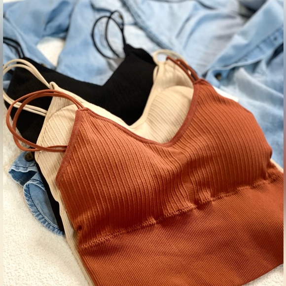 Tops | Bralettes In Black Cream Rust Size Os | Poshmark